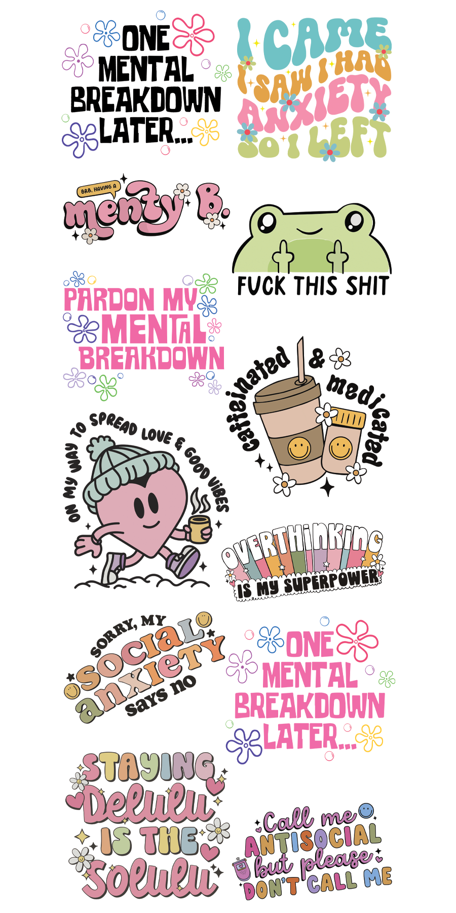 22"x60" Pre-Made Mental Health Gang Sheet – Elevn51